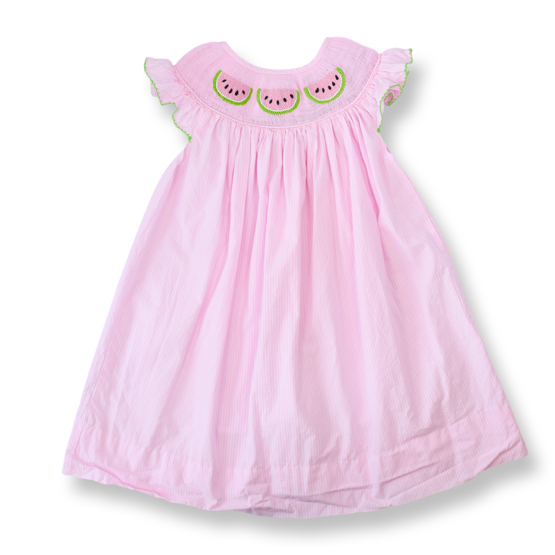 Pink Gingham Smocked Watermelon Dress – Lillie & Lilah