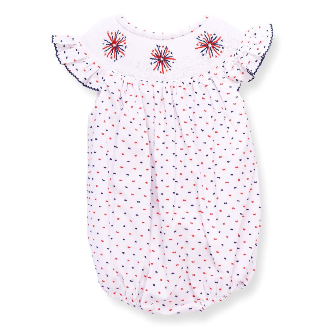 Red White Blue Swiss Dot Smocked Firework Bubble – Lillie & Lilah